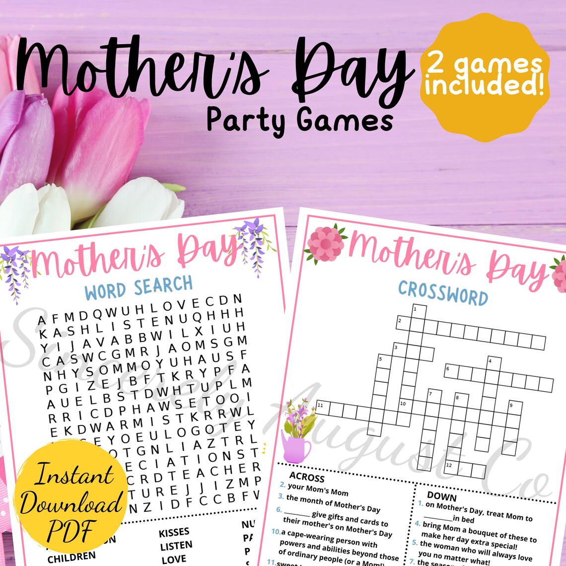Mothers Day WORD SEARCH - Mothers Day CROSSWORD - Mothers Day Party ...