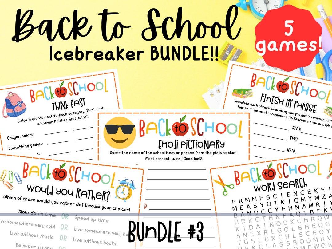 Back to School Games BUNDLE 5 Game Bundle Back to School Icebreakers ...