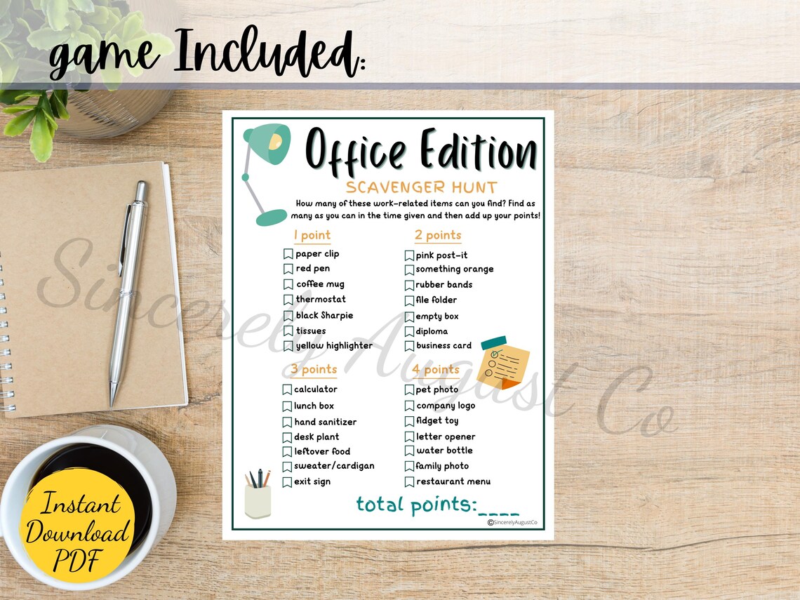 Office SCAVENGER HUNT Game: Printable Teambuilding Activity (PDF) - Etsy