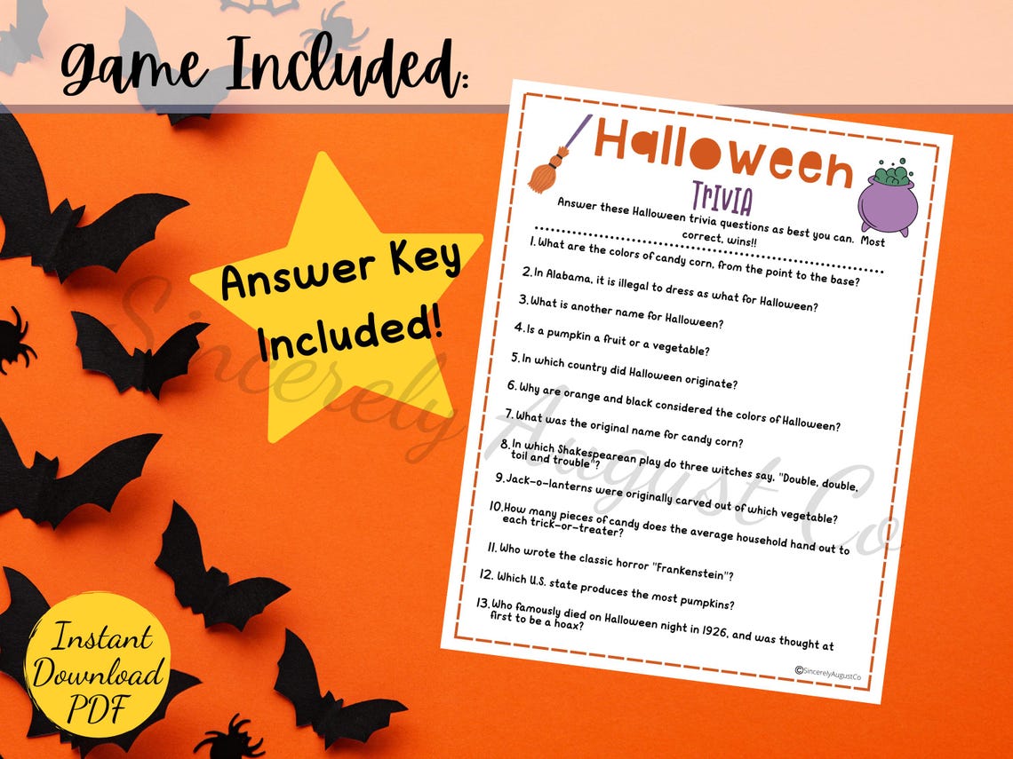 Halloween TRIVIA Game: Printable Party Activity (digital Download) - Etsy