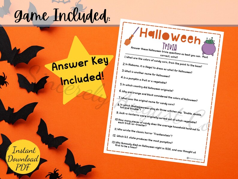Halloween TRIVIA Game: Printable Party Activity (digital Download) - Etsy