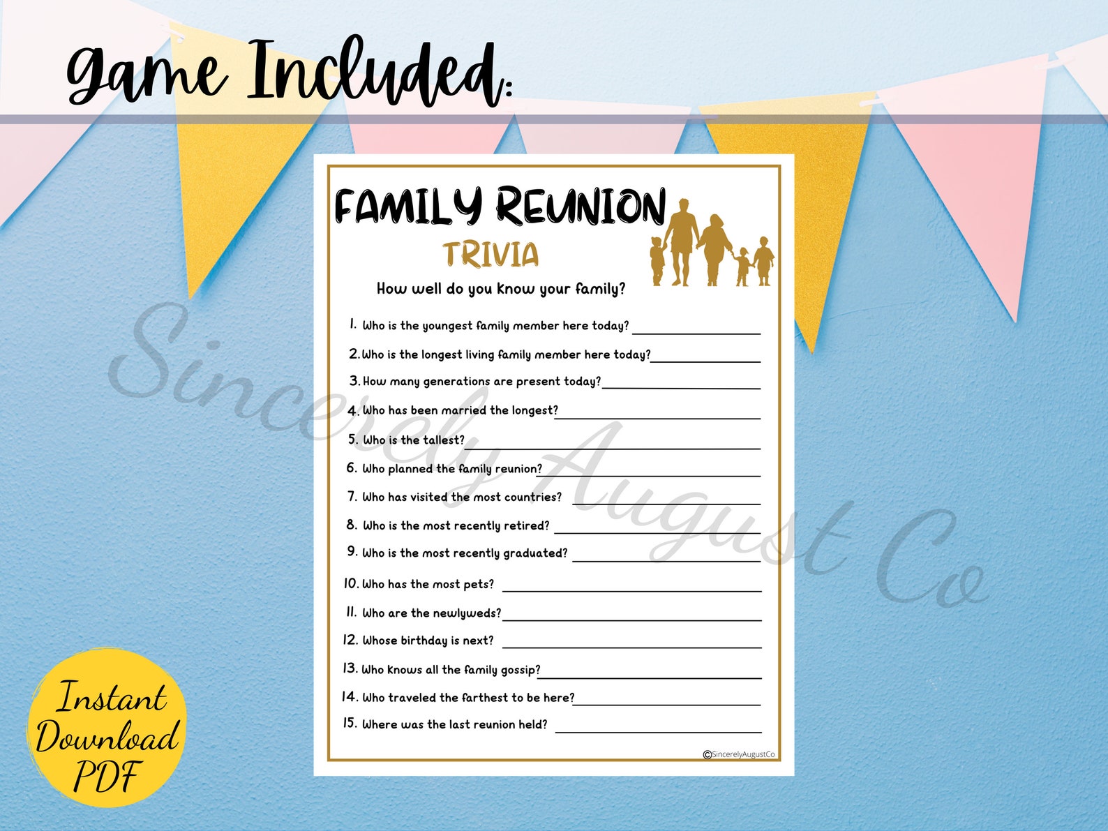 Family Reunion TRIVIA Game: How Well Do You Know Your Family (PDF ...