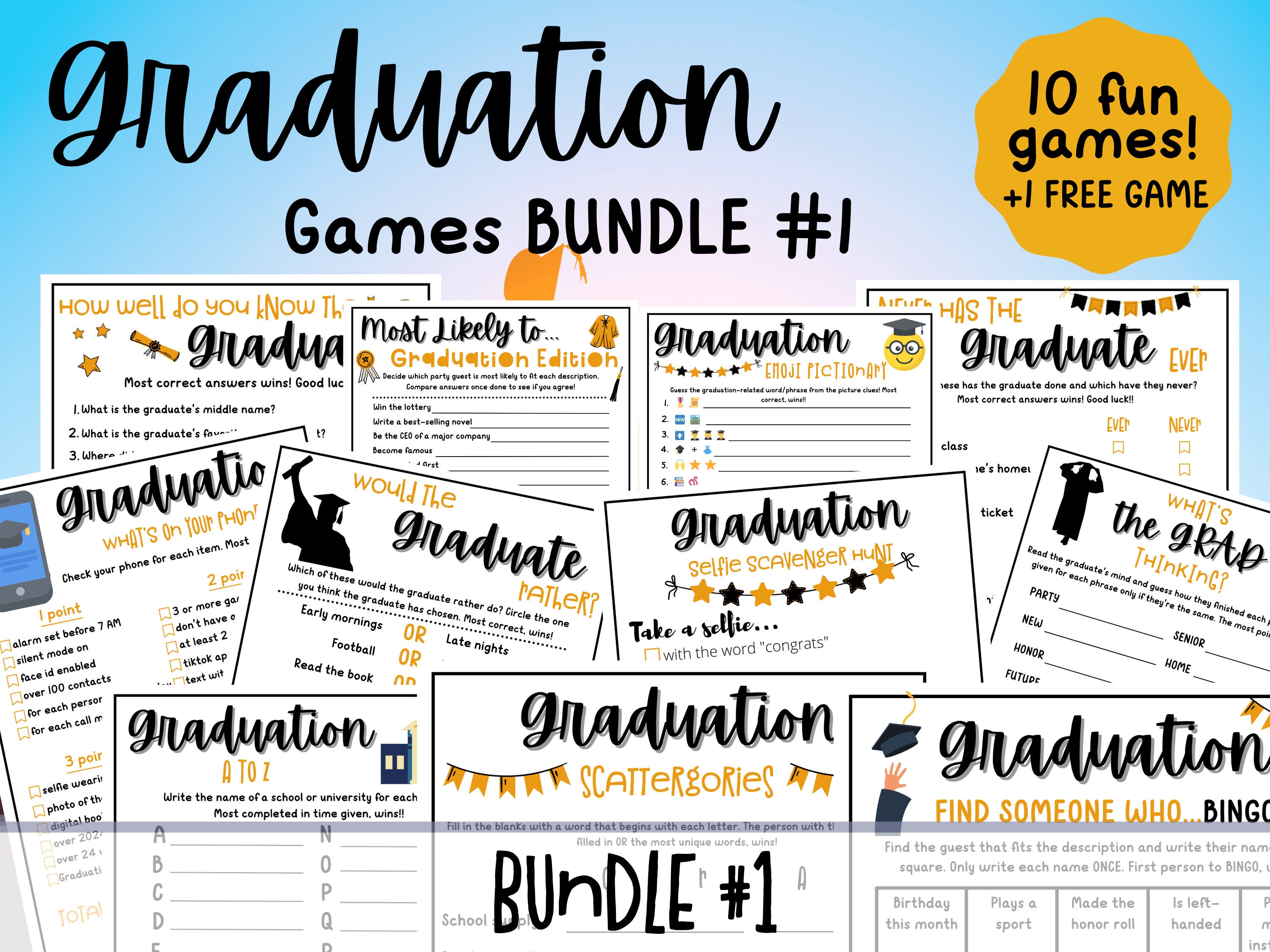 Graduation Party Games BUNDLE Printable Graduation Party Activities ...