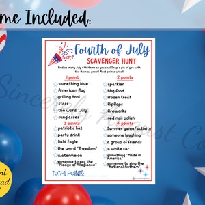 Fourth of July SCAVENGER HUNT - July 4th Party Game - Printable July ...