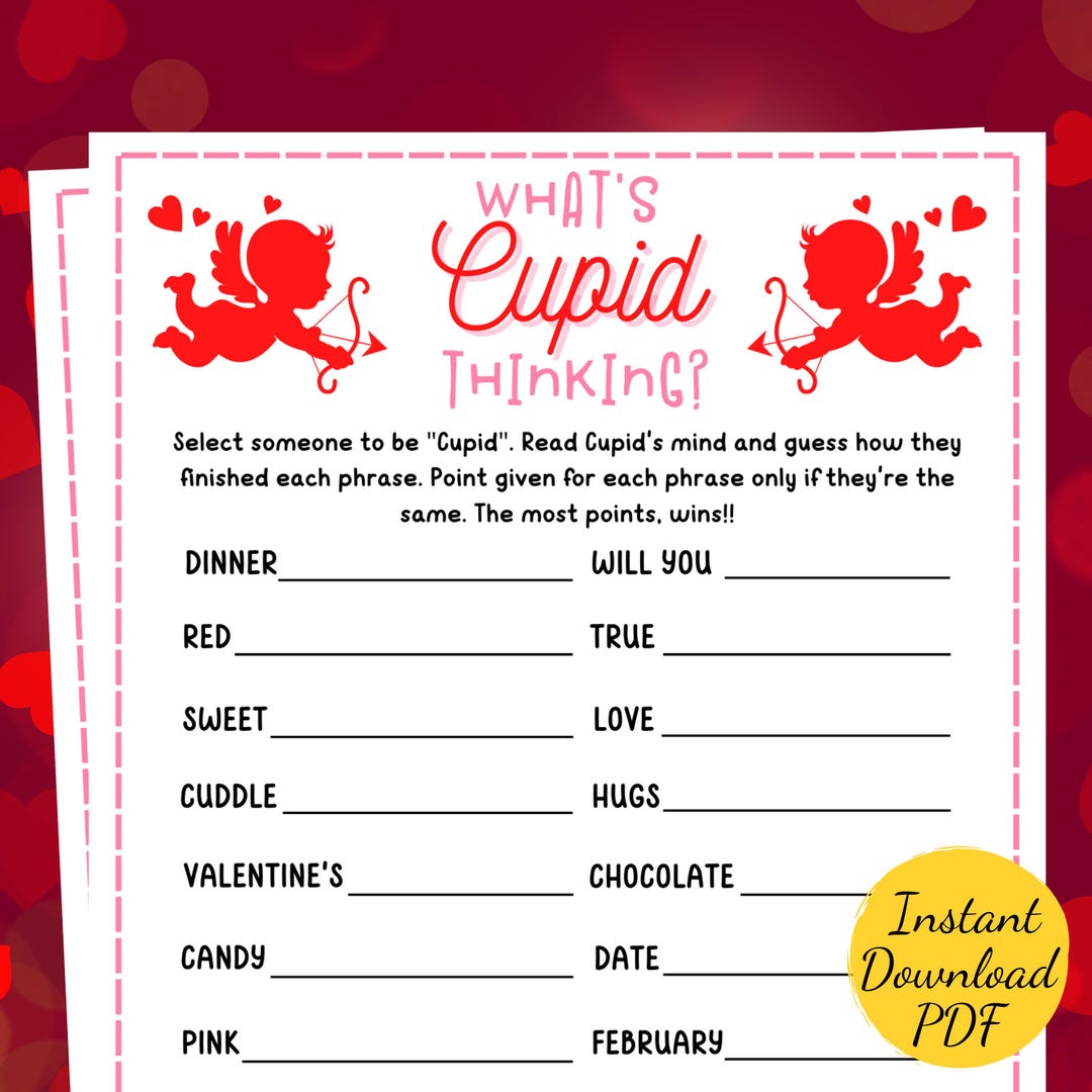 WHAT'S CUPID THINKING? Valentines Game - Valentines Day Party Game ...