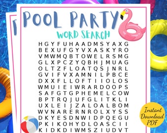 Pool Party Word Scramble Game Fun Printable Summertime Party Games Fun ...