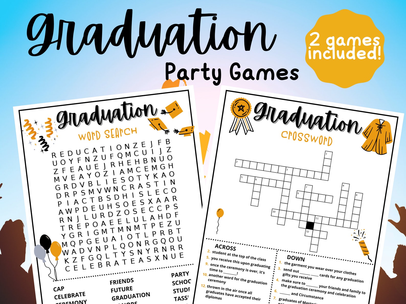 Graduation WORD SEARCH Graduation CROSSWORD Graduation - Etsy