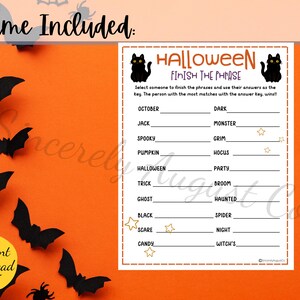 FINISH THE PHRASE Halloween Party Game - Printable Halloween Party ...