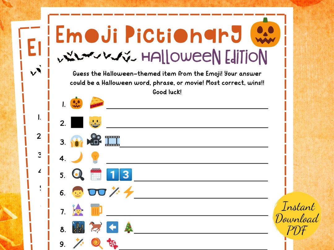 Halloween EMOJI PICTIONARY Game Printable Halloween Party - Etsy