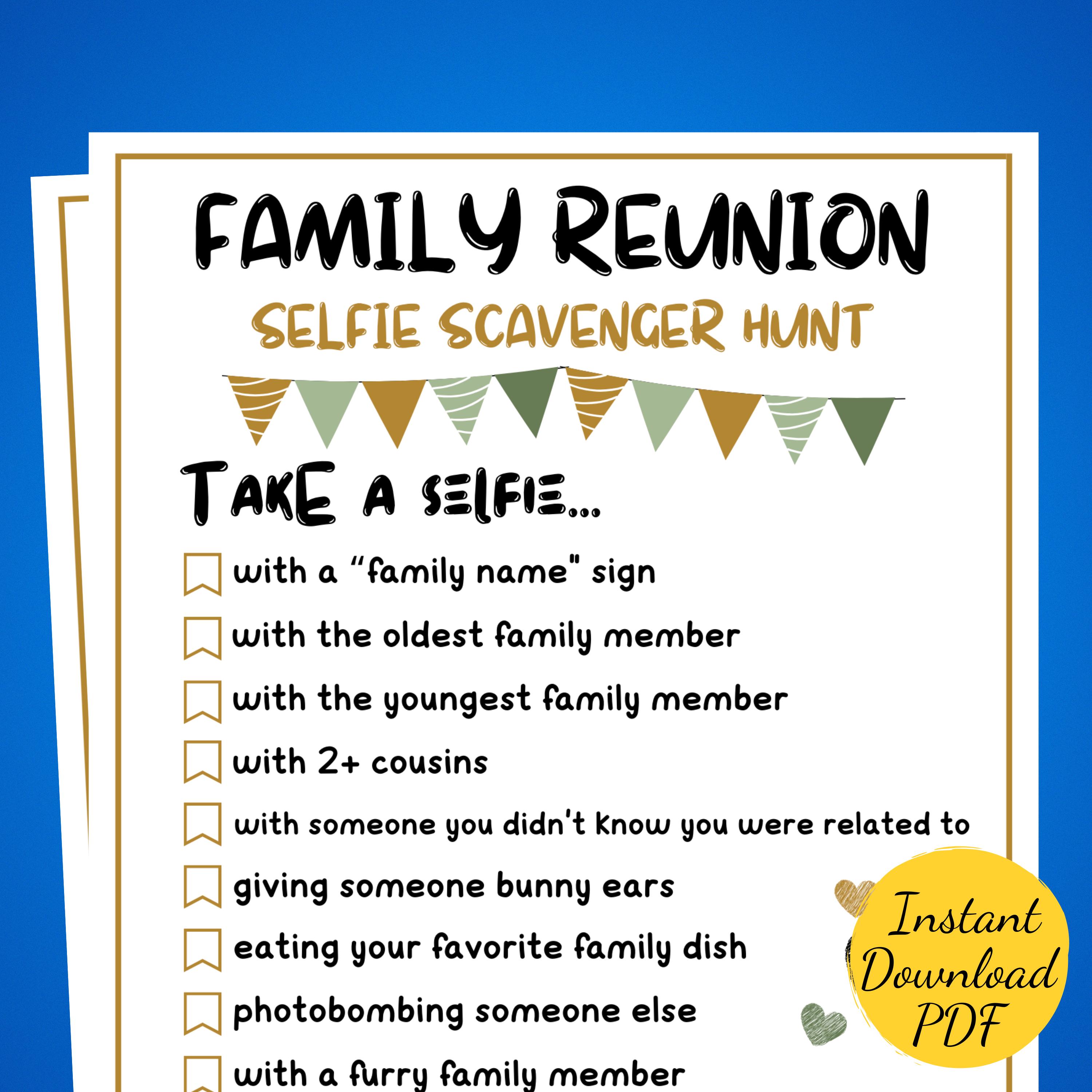 Family Reunion SELFIE SCAVENGER HUNT Game (printable) - Etsy
