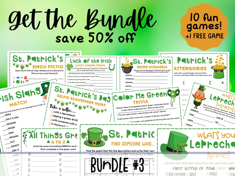 St. Patrick's Day EMOJI PICTIONARY Game St. Patrick's Day Party Game ...