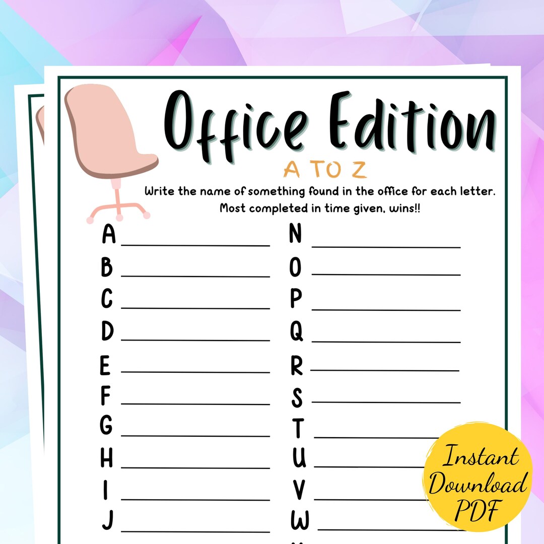 Office A TO Z Game - Printable Workplace Game - Printable Teambuilding ...