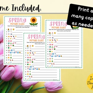 Spring PICTURE CLUES Guessing Game Printable Spring Season Party Game ...