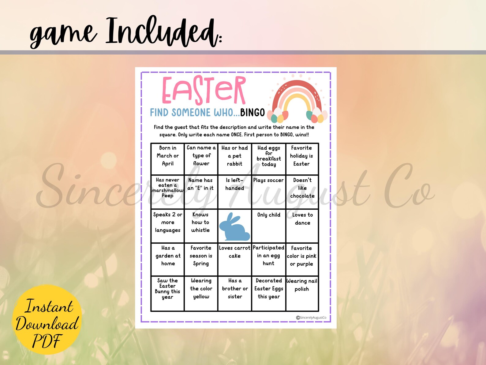 Easter Find the Guest BINGO - Easter BINGO Game - Easter Party Game ...