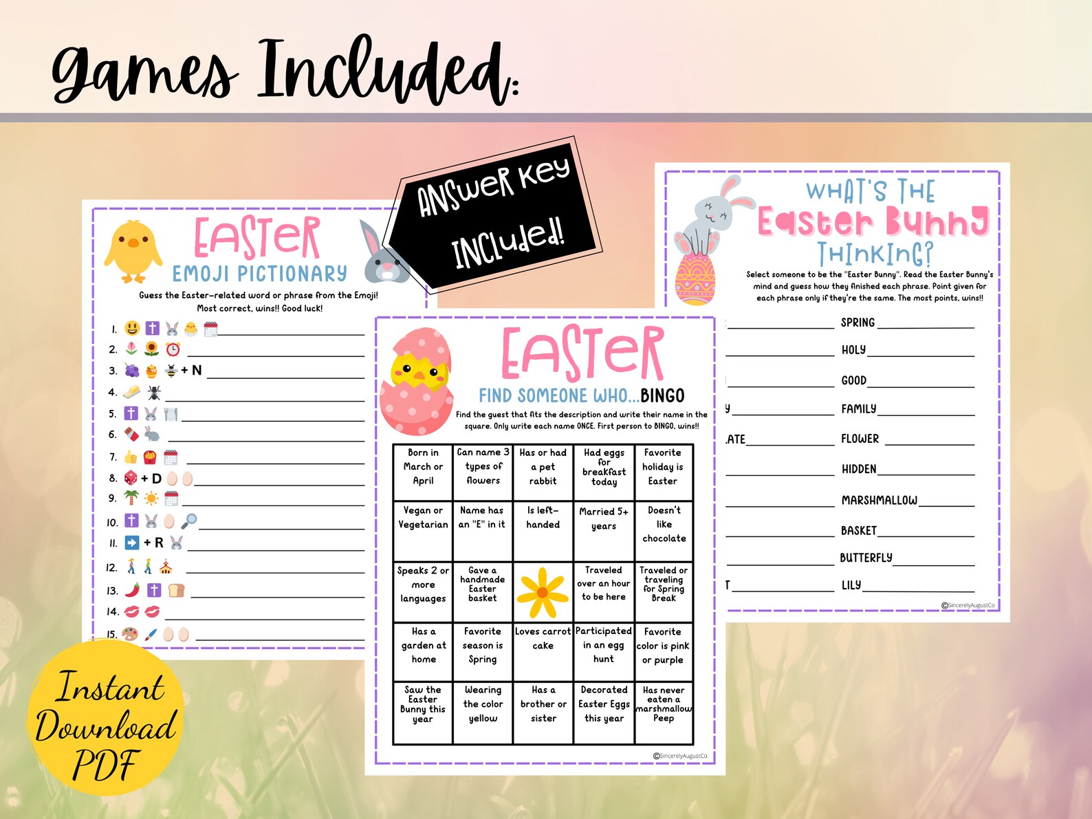 EASTER Party GAMES BUNDLE 10 Game Bundle Printable Easter Games and ...