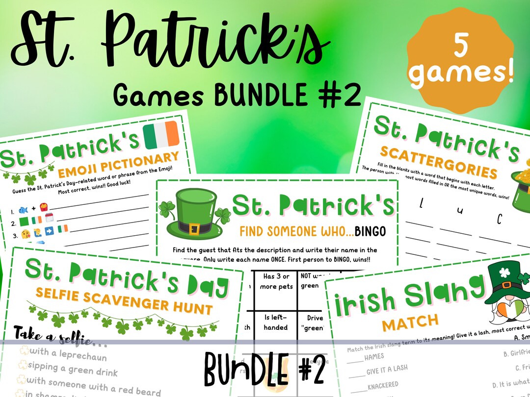 St. Patrick's Day Party Game BUNDLE 5 Game Bundle St. Patricks Day ...