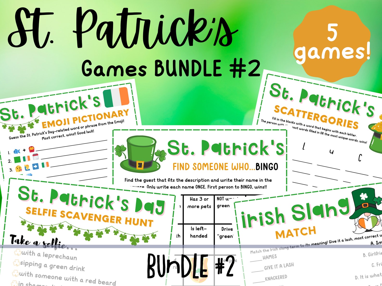 St. Patrick's Day Party Game BUNDLE 5 Game Bundle St. Patricks Day ...