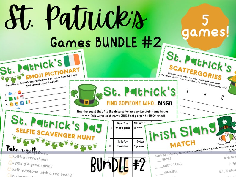 St. Patrick's Day Party Game BUNDLE 5 Game Bundle St. Patricks Day ...