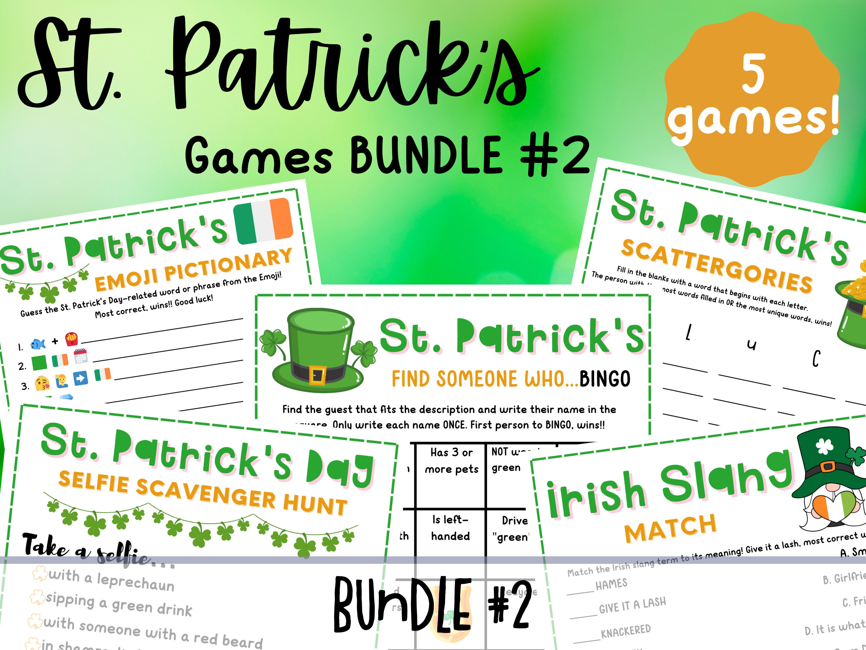 St. Patrick's Day Party Game BUNDLE 5 Game Bundle St. Patricks Day ...