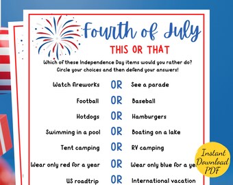 Fourth of July SCAVENGER HUNT July 4th Party Game Printable July 4th ...