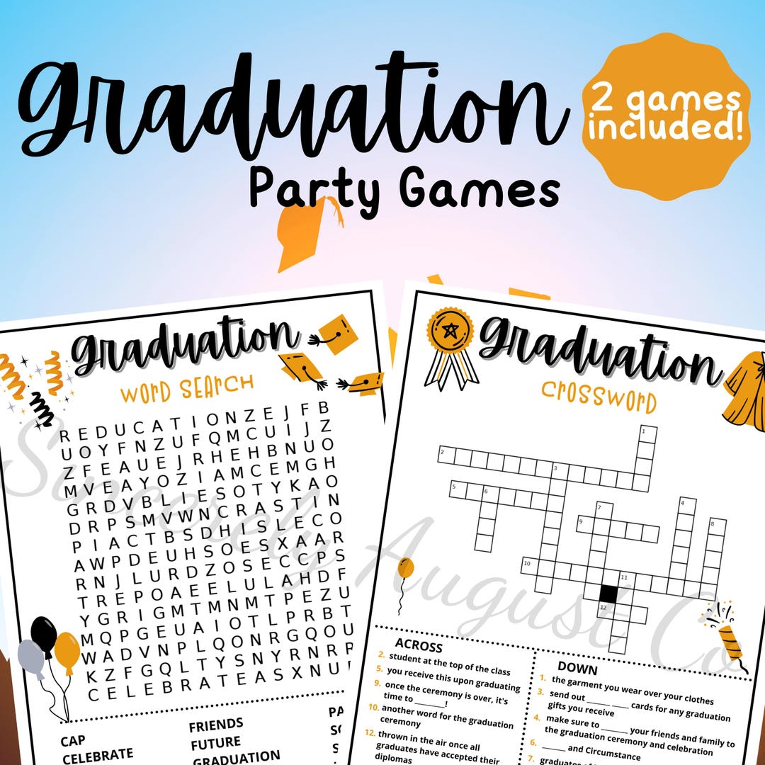 Graduation WORD SEARCH Graduation CROSSWORD Graduation Party Games High ...