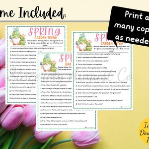 Spring GARDEN TRIVIA Game: Printable Party Activity (PDF) - Etsy