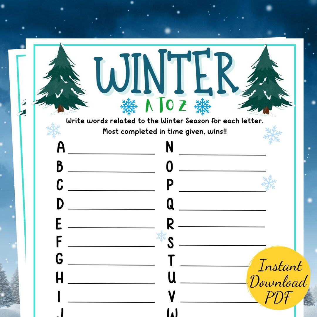 Winter A to Z Game: Printable Party Activity (PDF Download) - Etsy