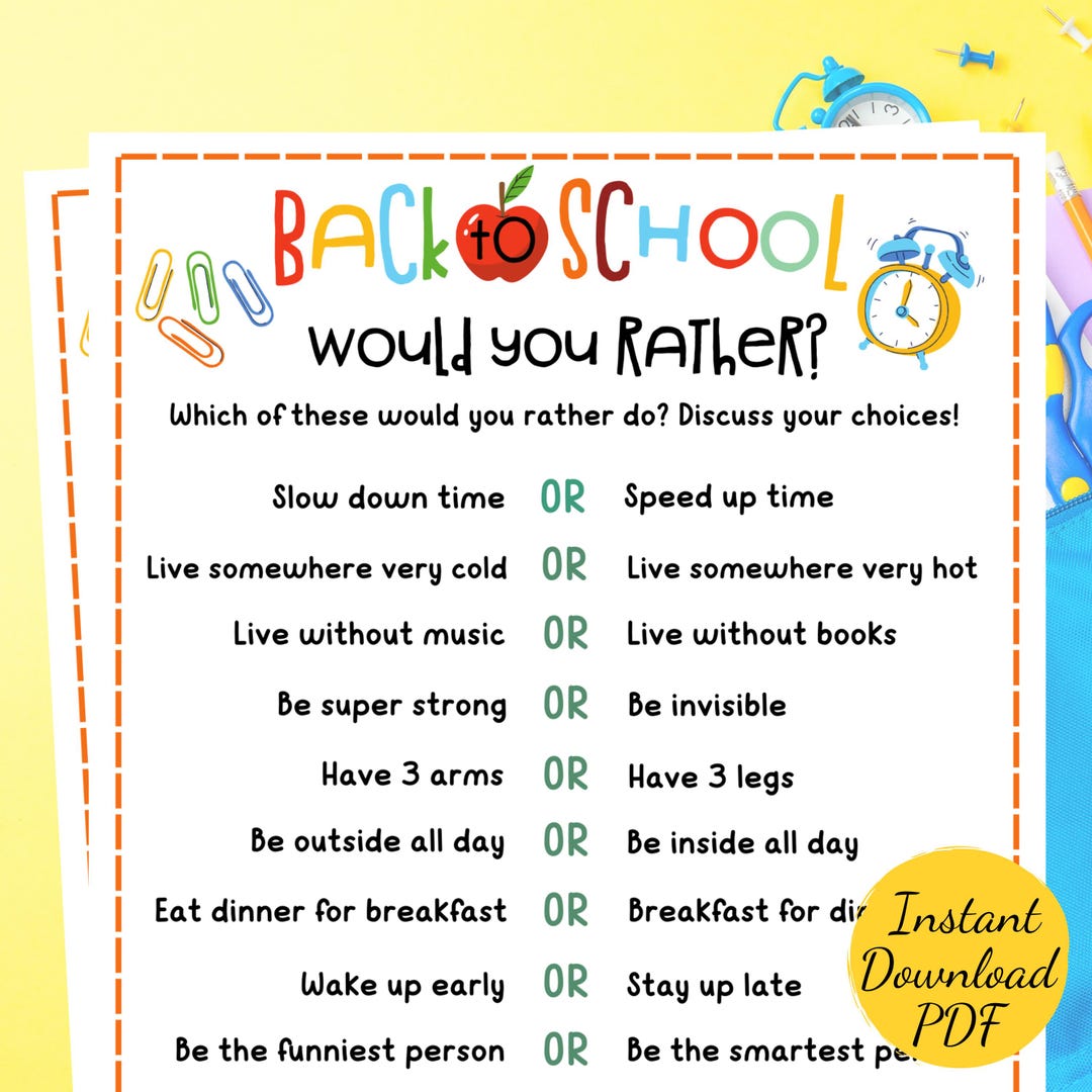 WOULD YOU RATHER Back to School Game: Icebreaker Activity (digital ...