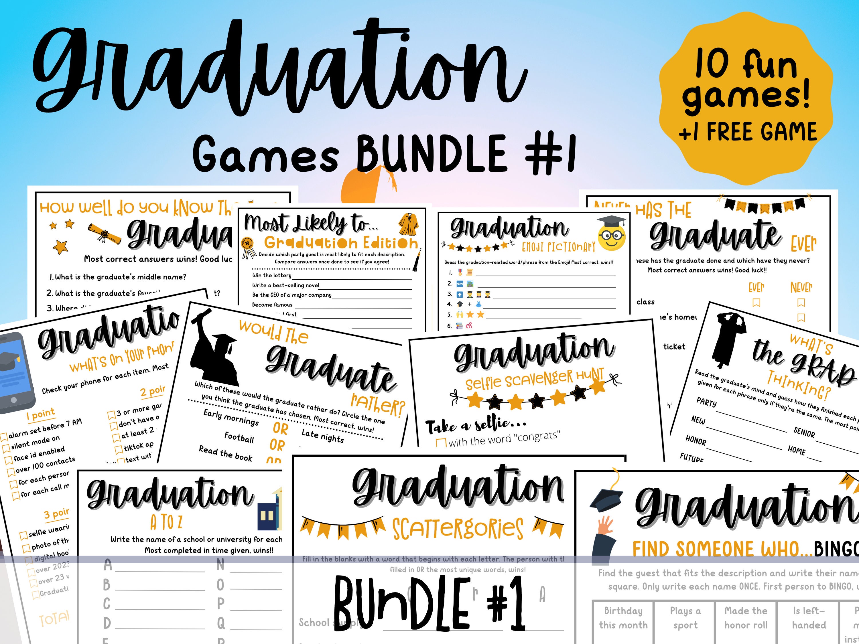 Graduation Party Games BUNDLE Printable Graduation Party - Etsy