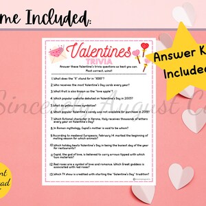 Valentines Day TRIVIA Game - Valentines Day Party Game - Printable ...