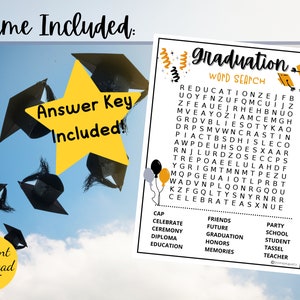 Graduation WORD SEARCH Graduation CROSSWORD Graduation - Etsy