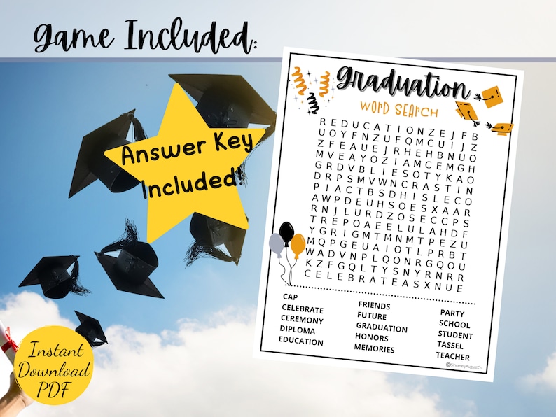Graduation WORD SEARCH Graduation CROSSWORD Graduation - Etsy
