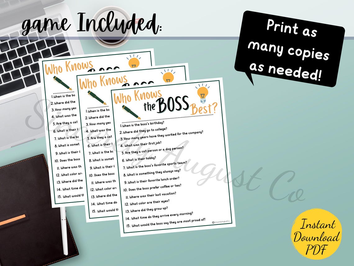 Who KNOWS the BOSS BEST Game - Printable Workplace Game - Printable ...