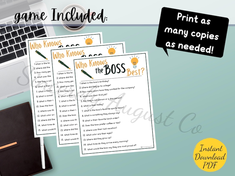 Who KNOWS the BOSS BEST Game - Printable Workplace Game - Printable ...
