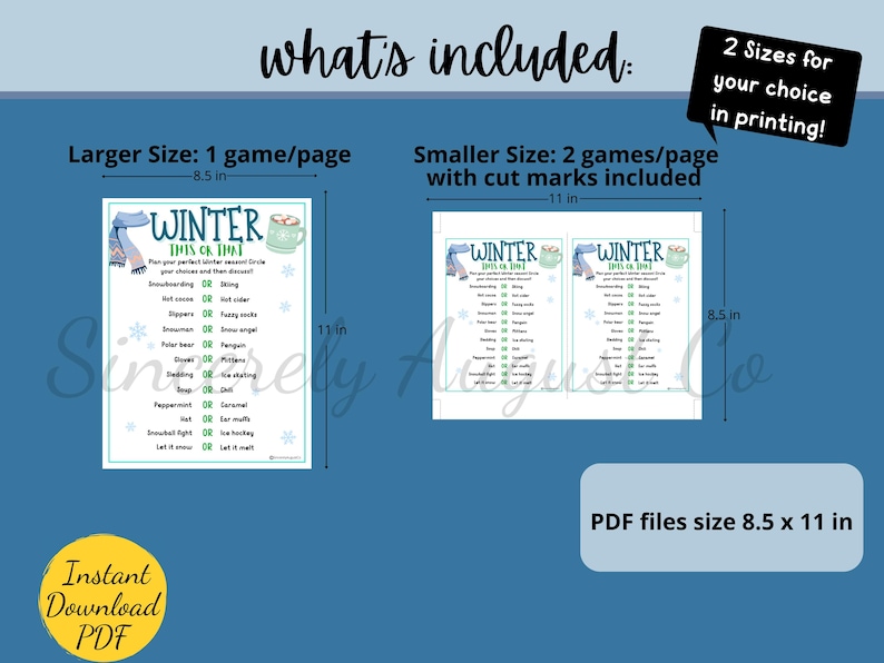 Winter THIS or THAT Game: Printable Party Activity (PDF Download) - Etsy