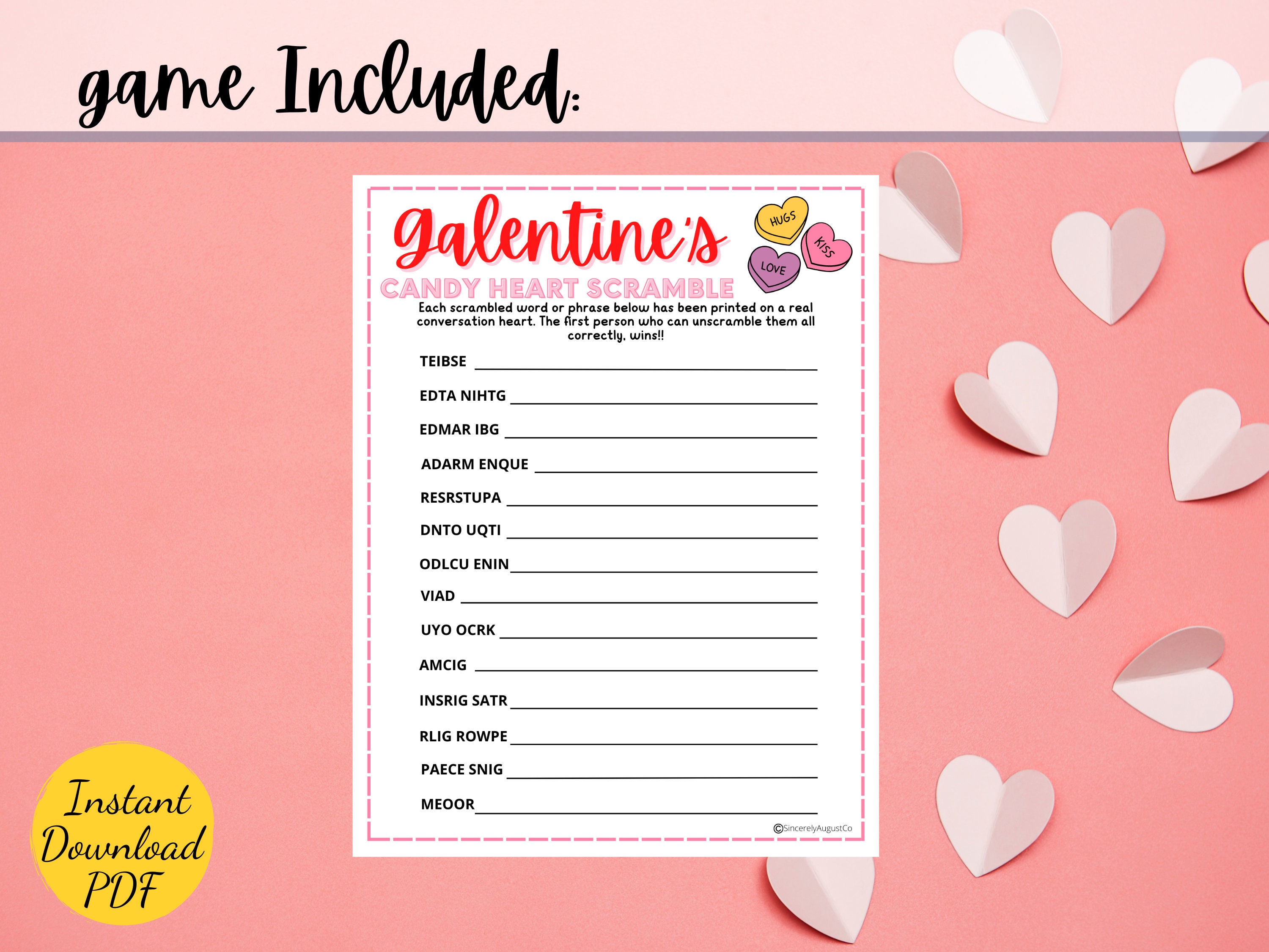 Galentines Candy Hearts WORD SCRAMBLE Game Galentines Day Party Game ...