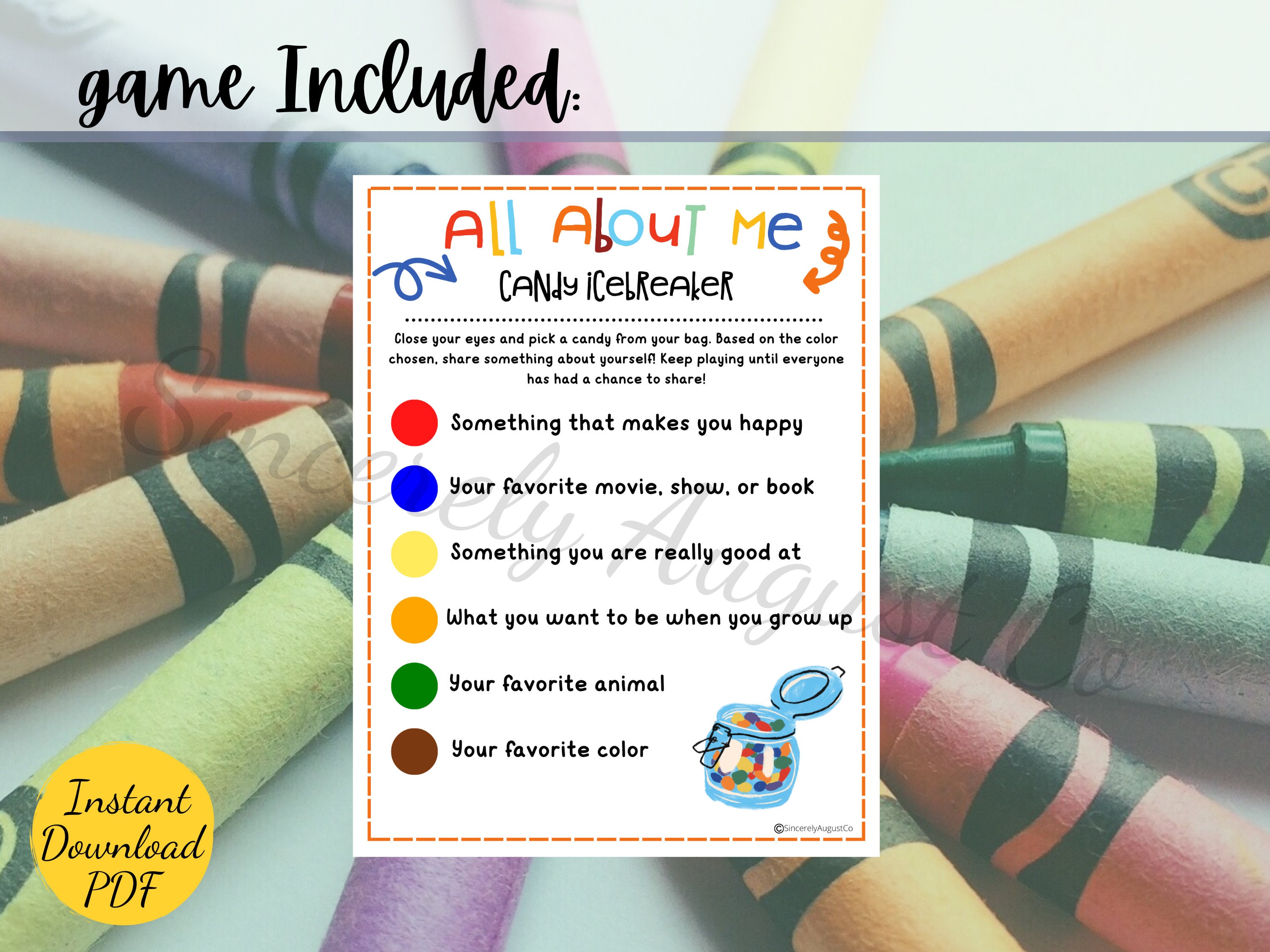 ALL ABOUT ME Candy Icebreaker Game - Back to School Game - First Day of ...
