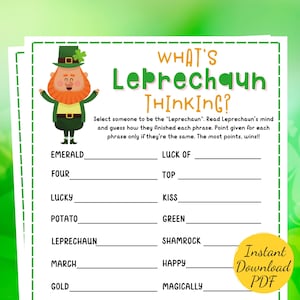 WHAT'S the LEPRECHAUN THINKING? St. Patricks Day Game - St. Patrick's ...