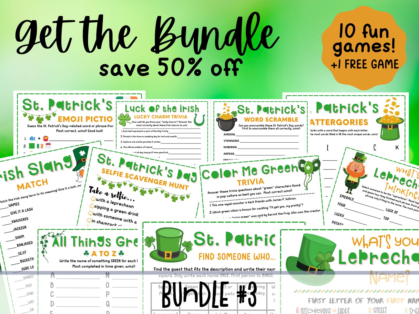 COLOR ME GREEN Trivia St. Patrick's Day Party Game Printable St ...