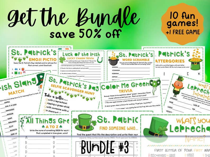 COLOR ME GREEN Trivia St. Patrick's Day Party Game Printable St ...