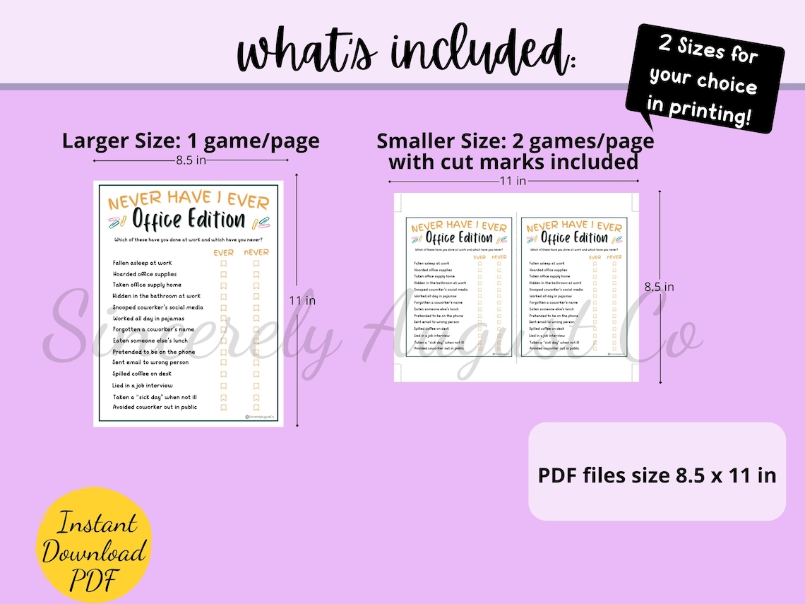 Office NEVER HAVE I EVER Game: Printable Teambuilding Activity (digital ...