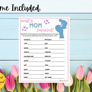 Mothers Day WHATS MOM THINKING Game Mothers Day Party Game Printable ...