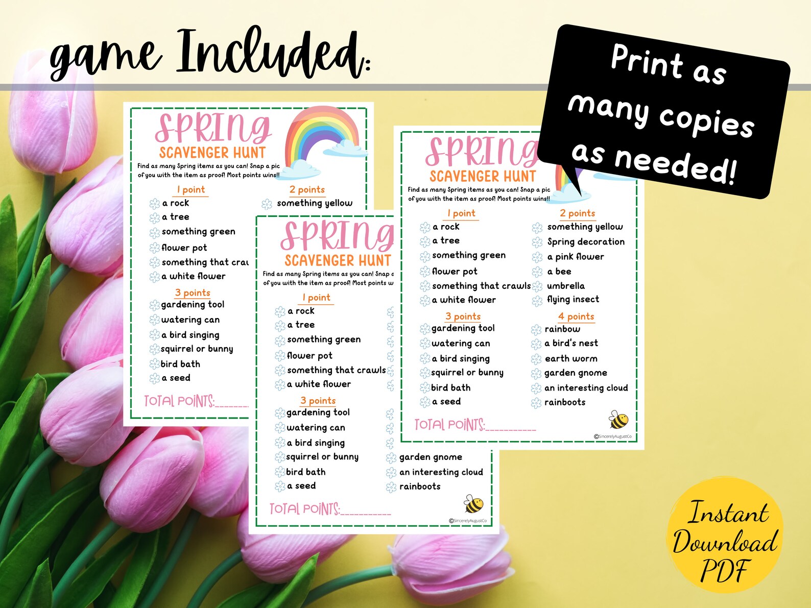 Spring SCAVENGER HUNT Game Printable Spring Season Party Game Scavenger ...