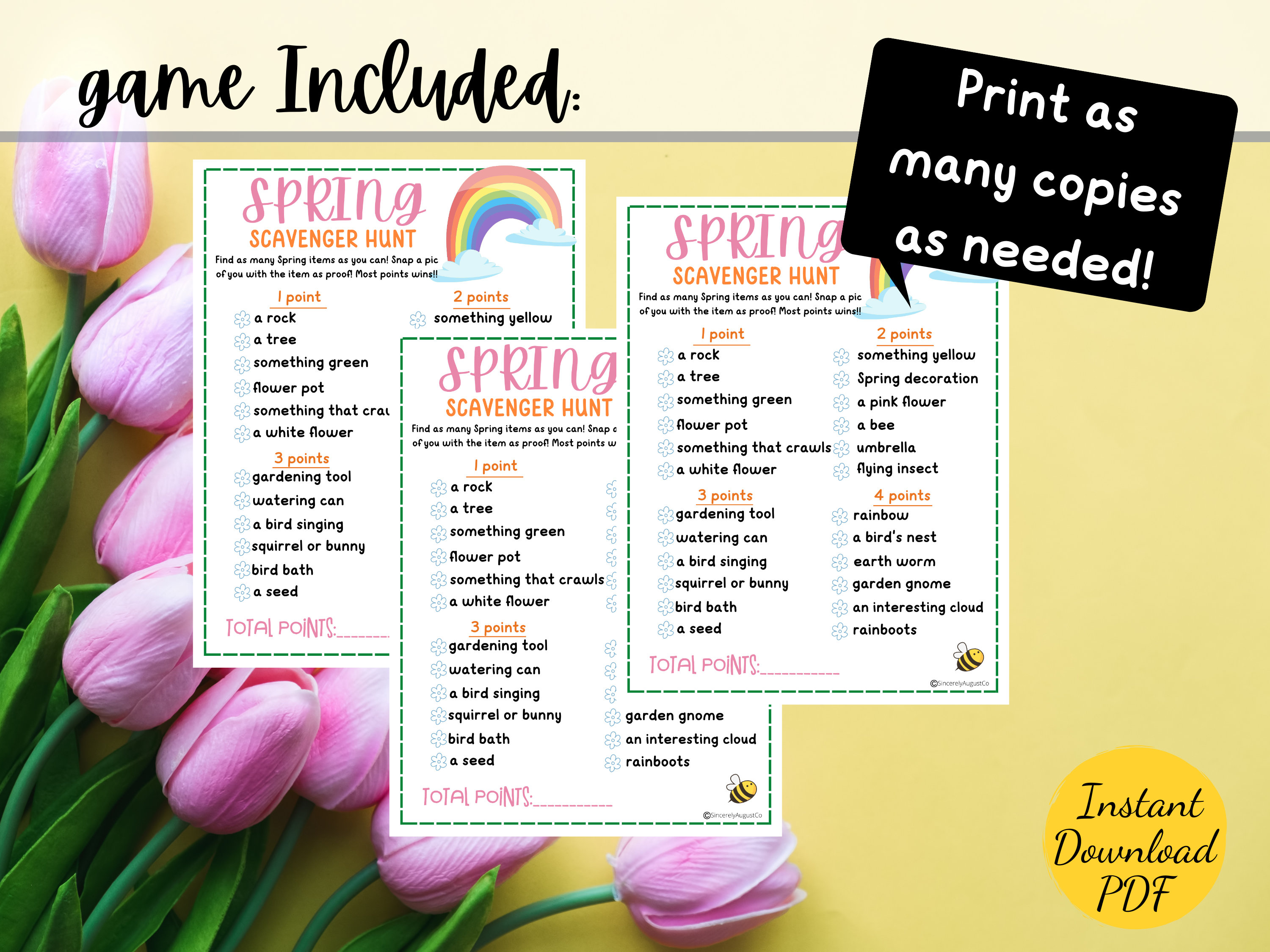 Spring SCAVENGER HUNT Game Printable Spring Season Party Game Scavenger ...