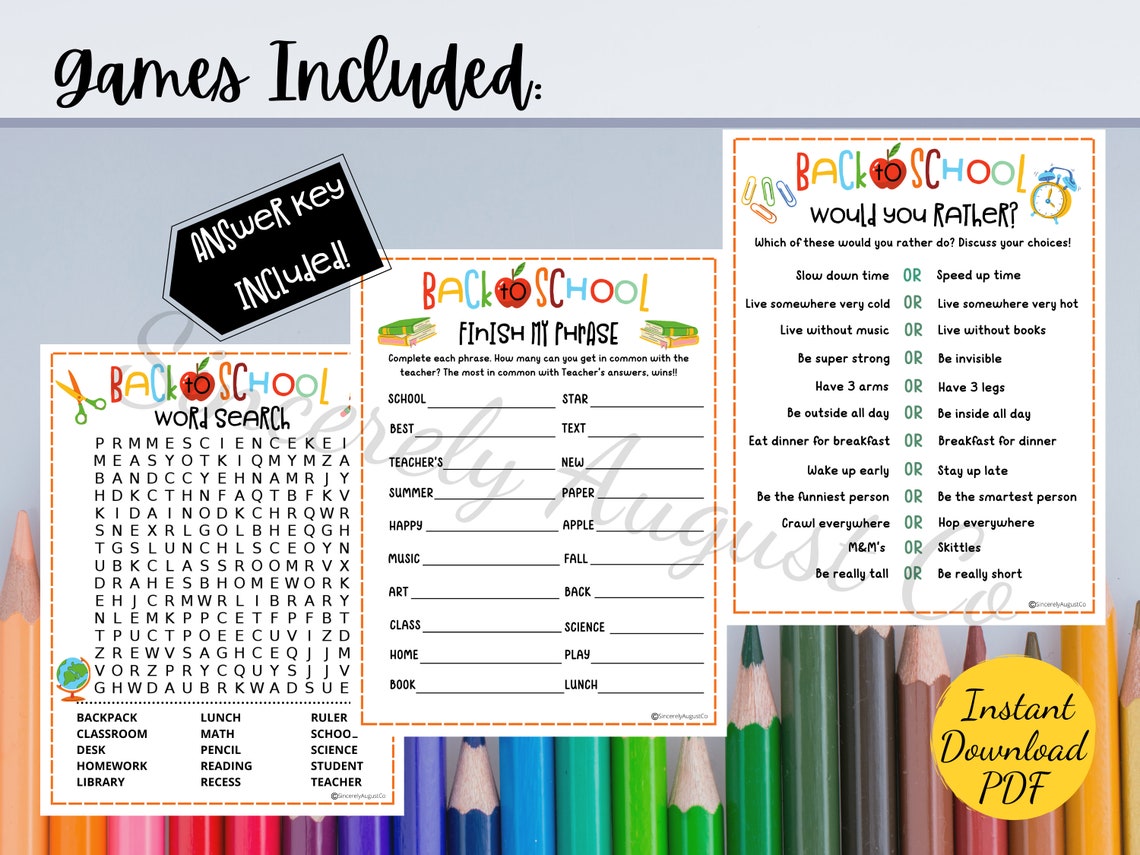 Back to School Games BUNDLE 5 Game Bundle Back to School Icebreaker ...