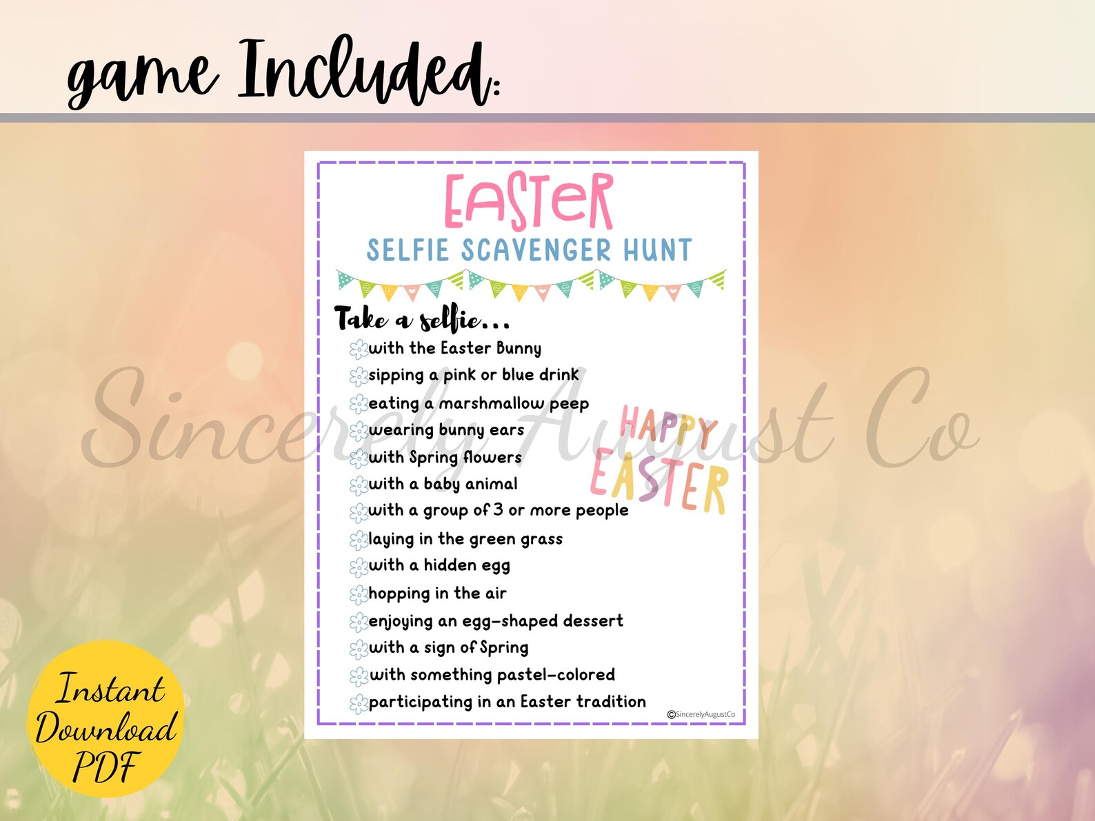 Easter SELFIE SCAVENGER HUNT Game: Printable Party Activity (printable ...