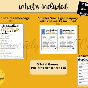 Graduation Party Games BUNDLE #2 - 5 Game Bundle - High School ...