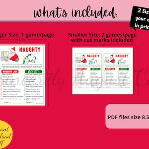 NAUGHTY OR NICE Christmas Game - Christmas Party Game - Printable ...