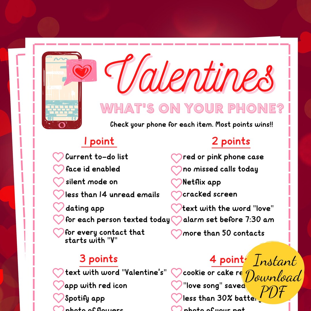 WHAT'S on YOUR PHONE? Valentines Day Game - Valentines Day Party Game ...