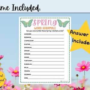 Spring WORD SCRAMBLE Game Printable Spring Season Party Game Word ...